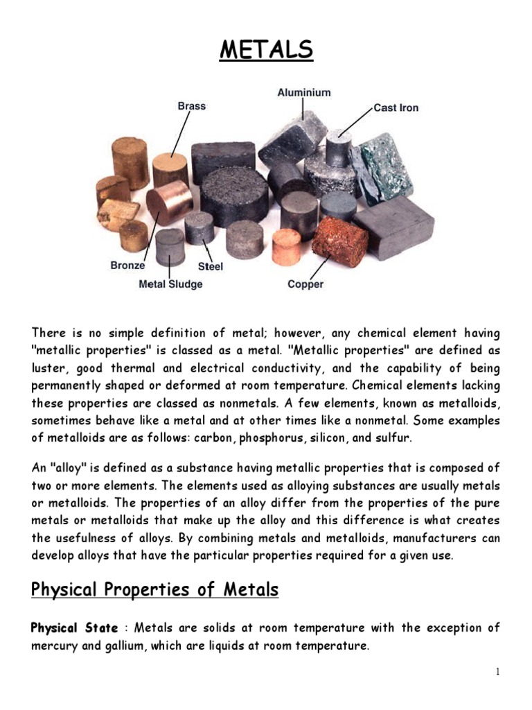 Understanding the Fundamental Properties of Metals Through a ...
