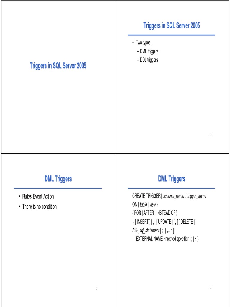 Triggers in SQL Server 2005 | PDF | Databases | Data Management