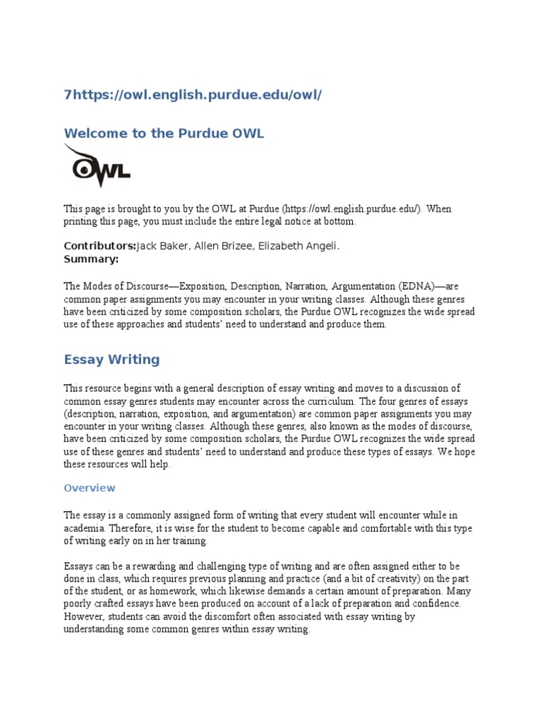 Welcome To The Purdue OWL | PDF | Essays | Thesis