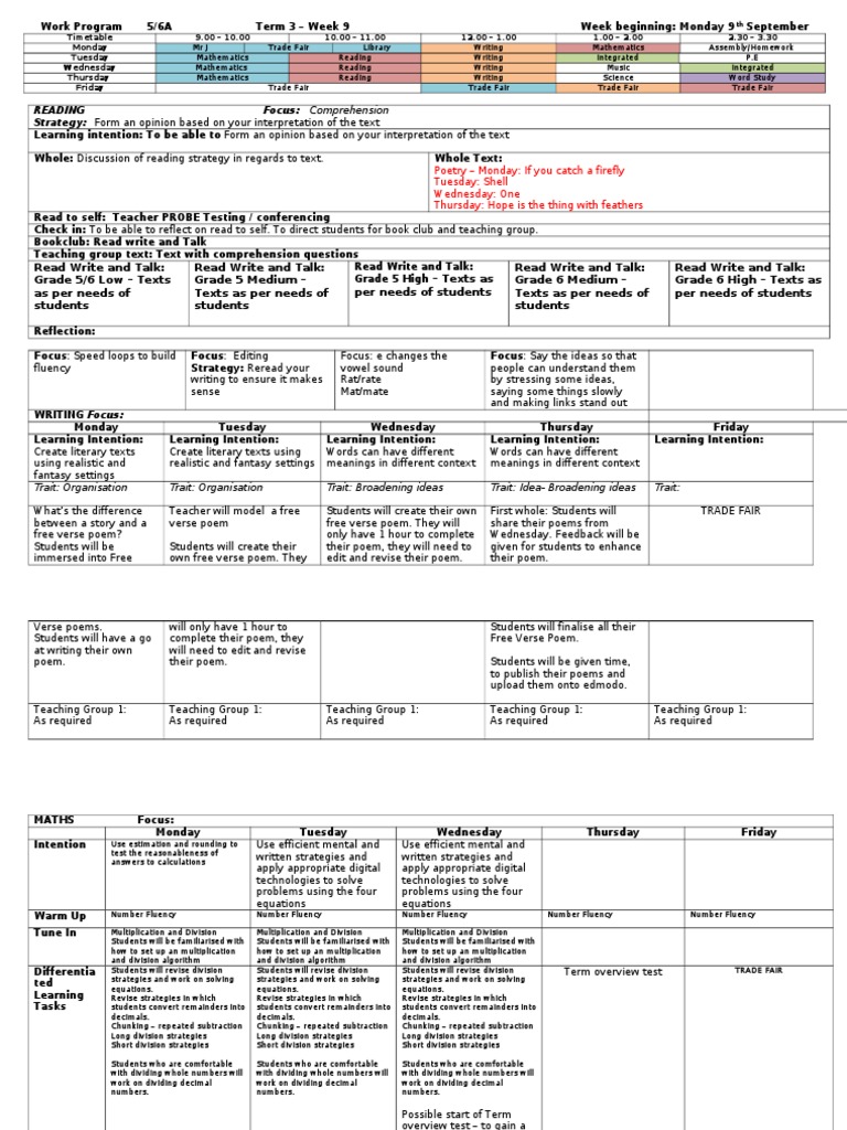 Term 3 Week 9 Work Program Overview | PDF | Theoretical Computer ...