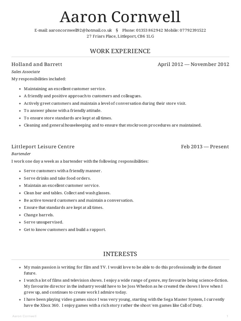 Aaron Cornwell CV PDF | PDF | Television | Communication