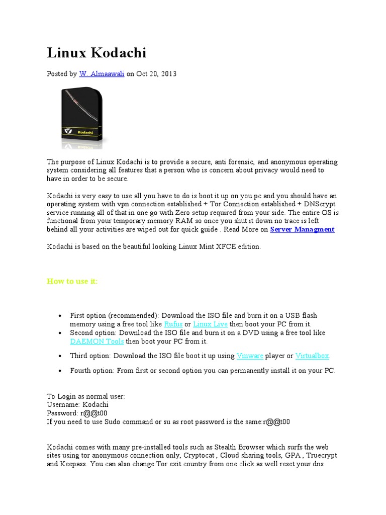 Linux Kodachi | PDF | Digital Technology | Cyberspace