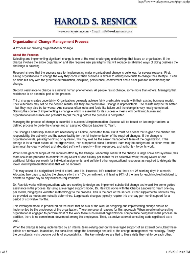 Organizational Change Management Process PDF | PDF | Change Management ...