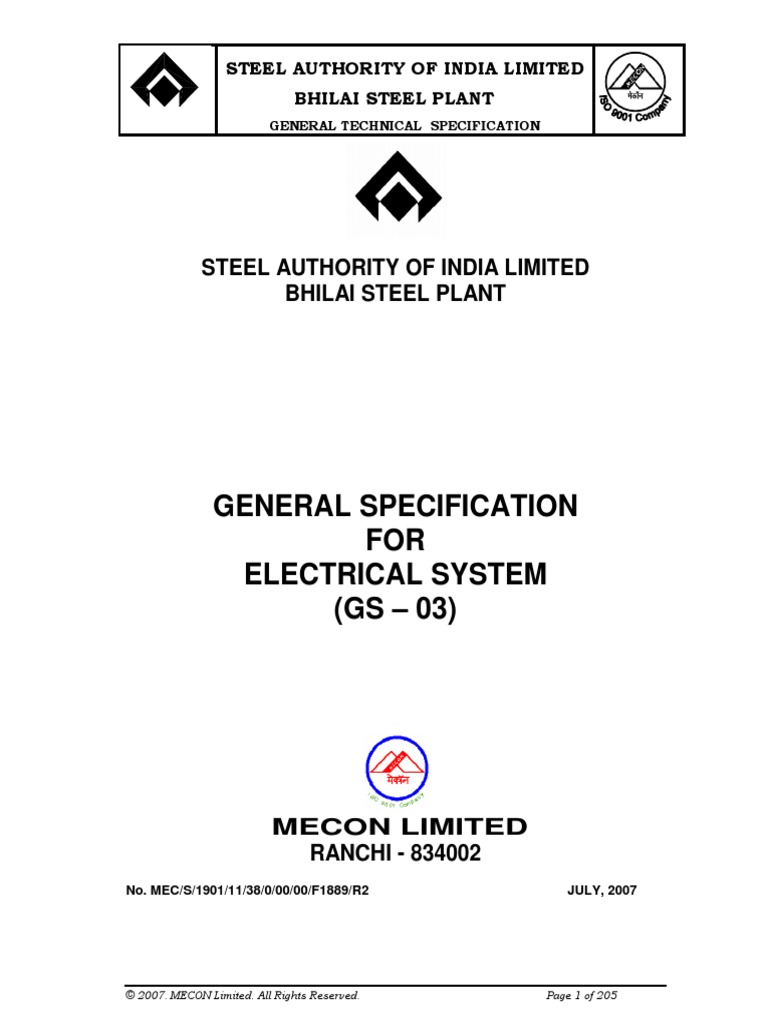 General Technical Specifications (Electrical) | PDF
