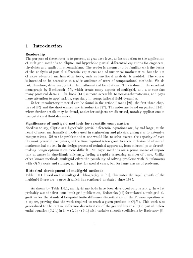 Introduction To Multigrid Methods Pdf Matrix Mathematics Numerical Analysis