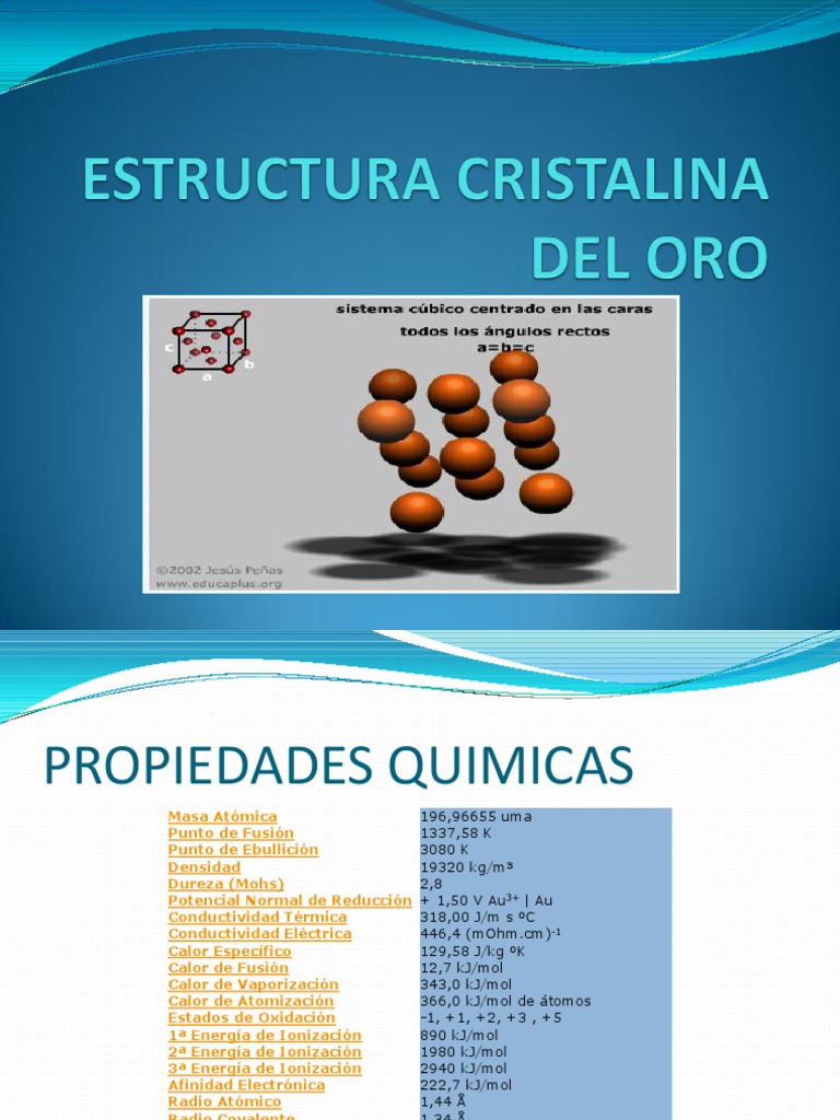 Propiedades y Estructura del Oro | PDF | Ciencia y matemáticas