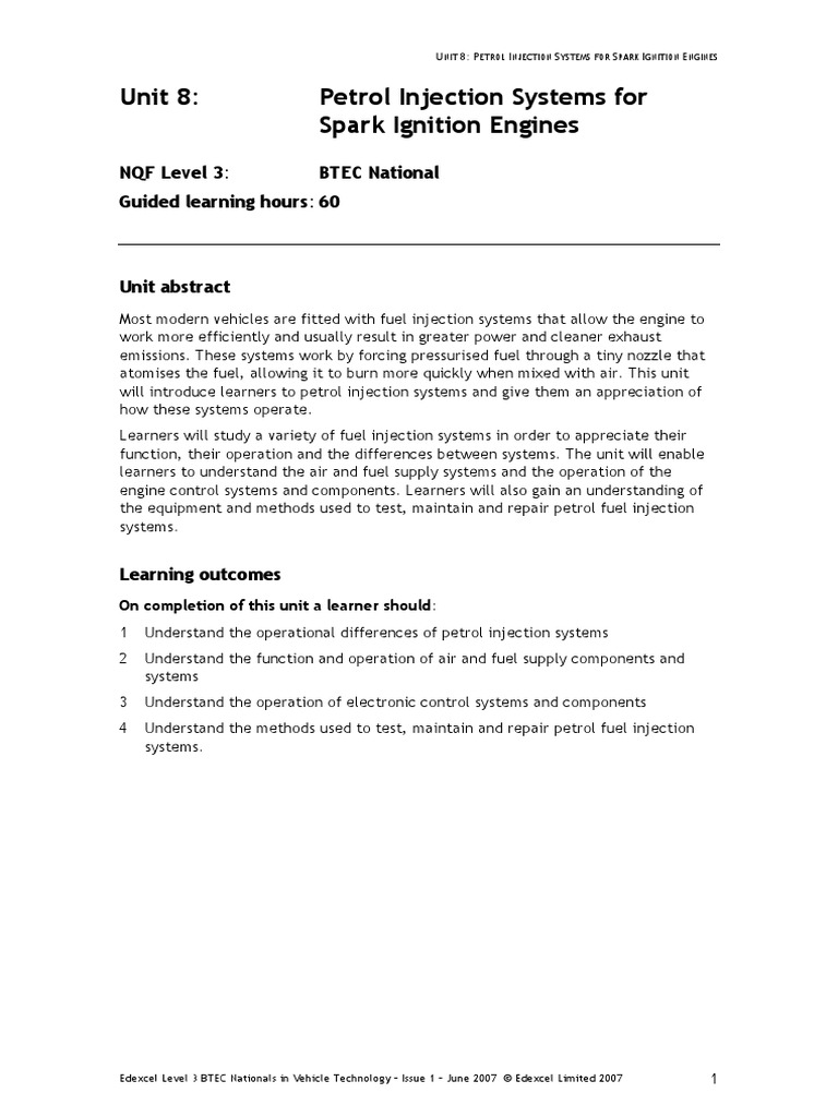 Petrol Injection Systems For Spark Ignition Engines PDF | PDF | Fuel ...