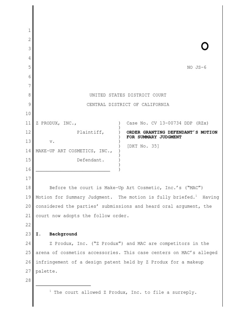 MAC Summary Judgment Order | PDF | Summary Judgment | Burden Of Proof (Law)