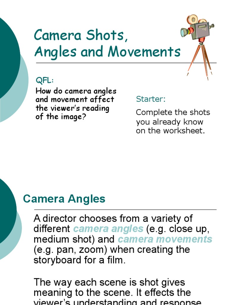 Camera Angles And Shots Worksheet