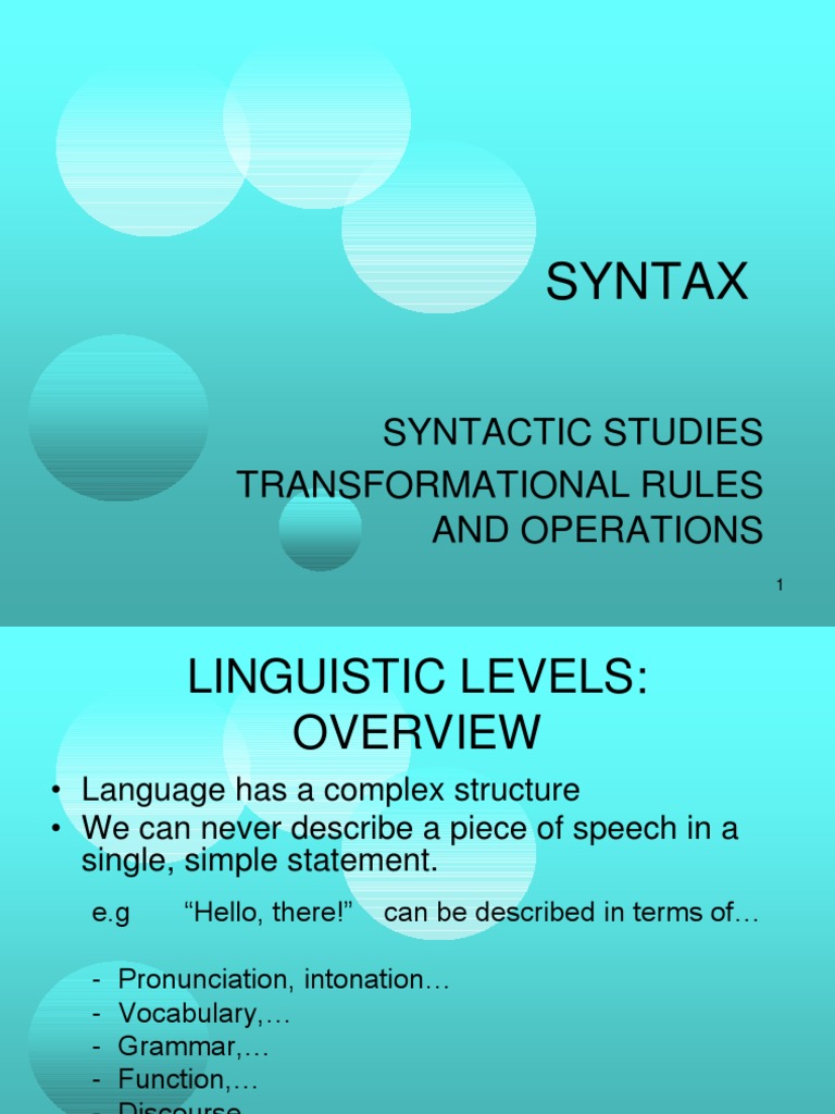 SYNTAX - Transformational Rule & Operations A | PDF | Syntax | Phonology
