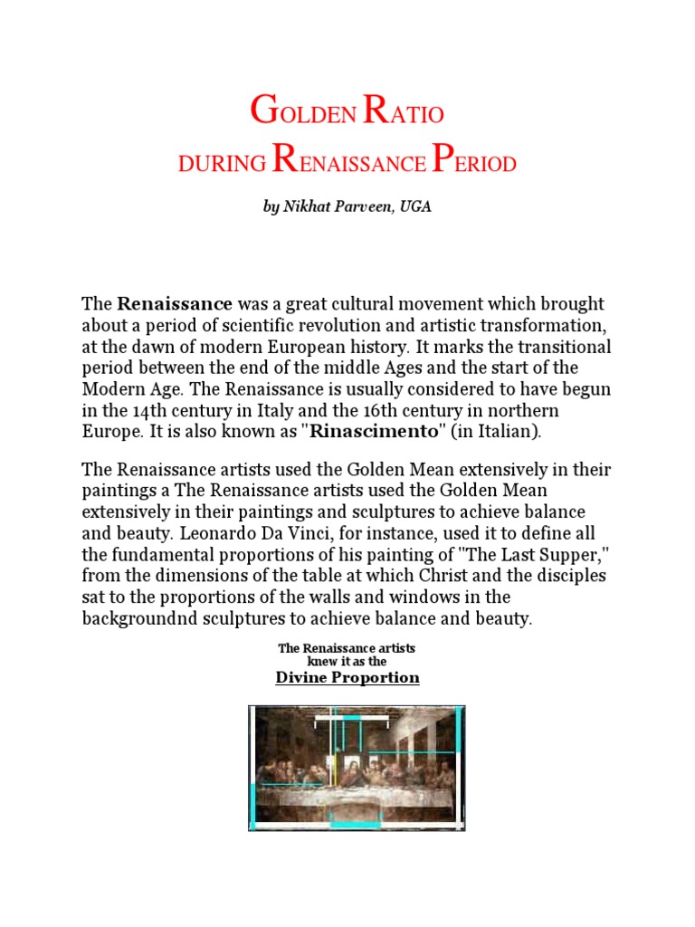 Exploring the Use of the Golden Ratio in Renaissance Art and Beyond ...