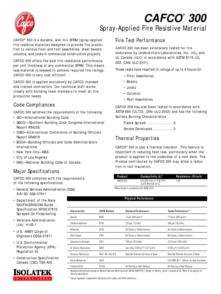Cafco 300 | Specification (Technical Standard) | General Services ...