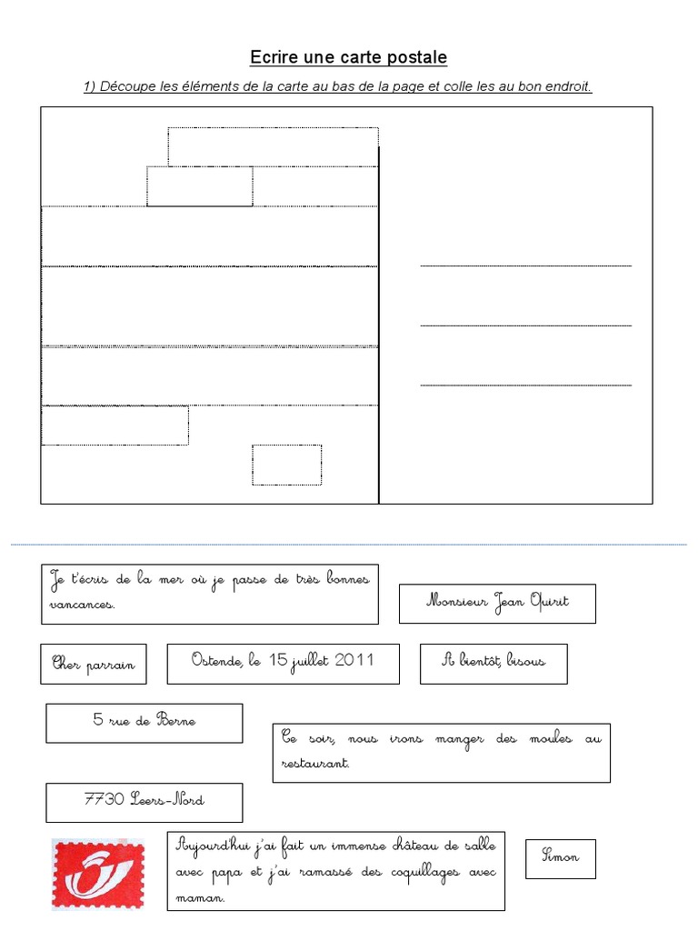 Ecrire Une Carte Postale | PDF