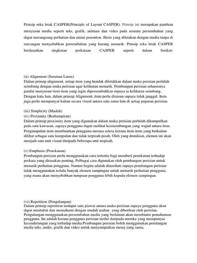 Prinsip Reka Letak CASPER | PDF