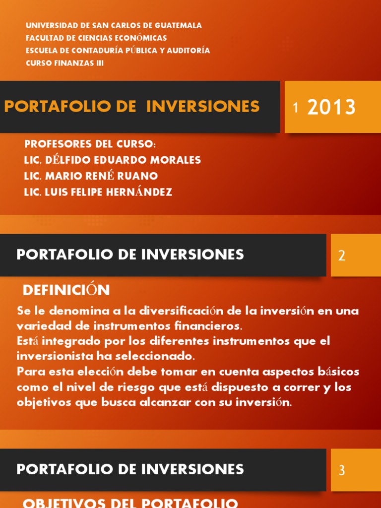 Portafolio de Inversiones | PDF | Portafolio (Finanzas) | Inversiones