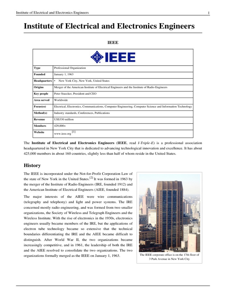 Institute of Electrical and Electronics Engineers | PDF | Institute Of ...