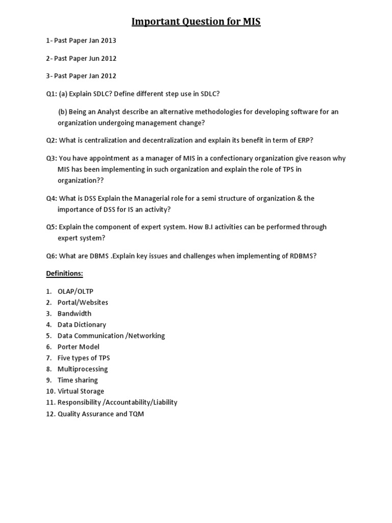 Importance of MIS in Organizations | PDF