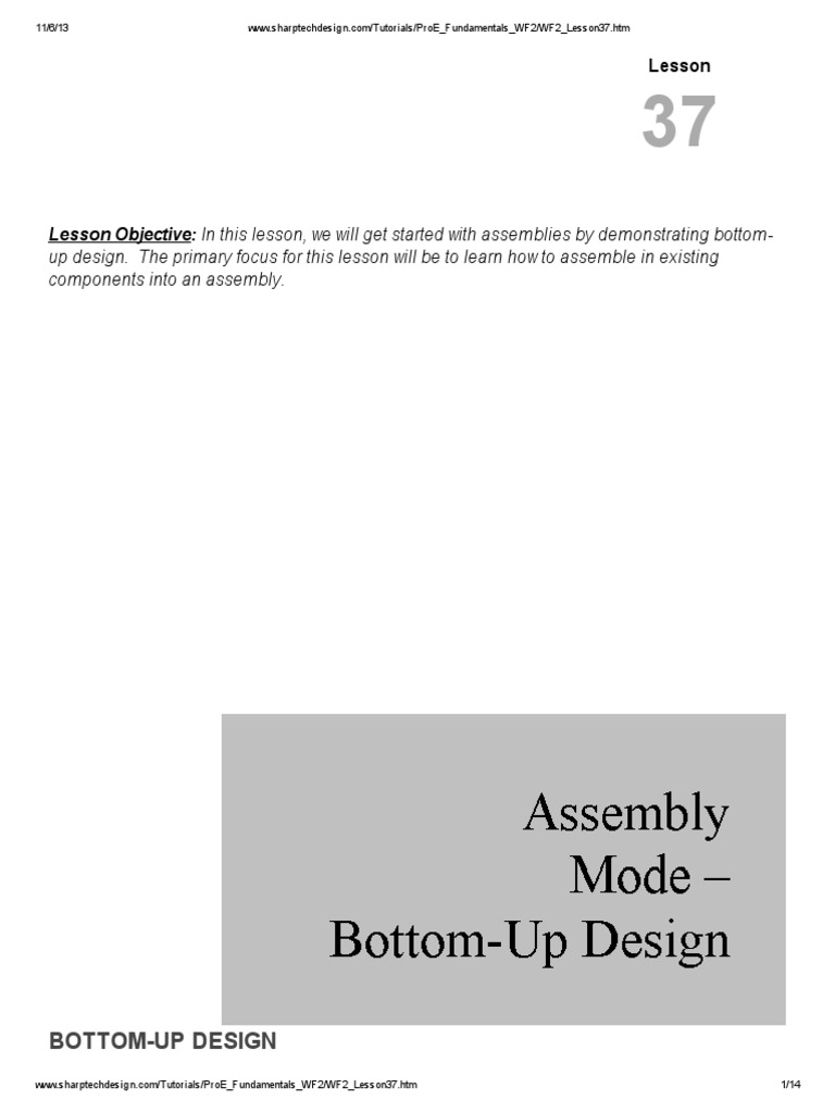 Pro/ENGINEER Assembly Basics Guide | PDF | Top Down And Bottom Up ...