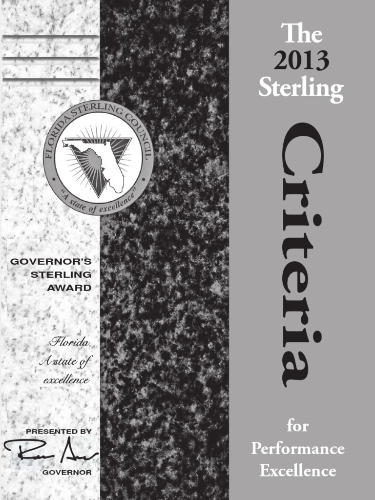 2013 Florida Governor's Sterling Award Criteria | PDF | Strategic ...