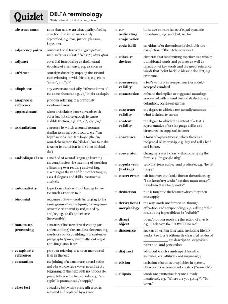 DELTA Terminology PDF | PDF | Word | Syllable