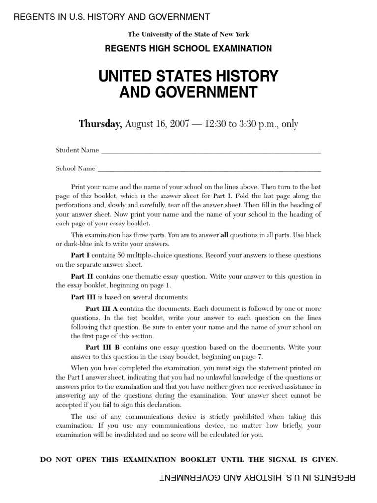 NY Regents US HIstory Test | PDF | Union (American Civil War) | United ...