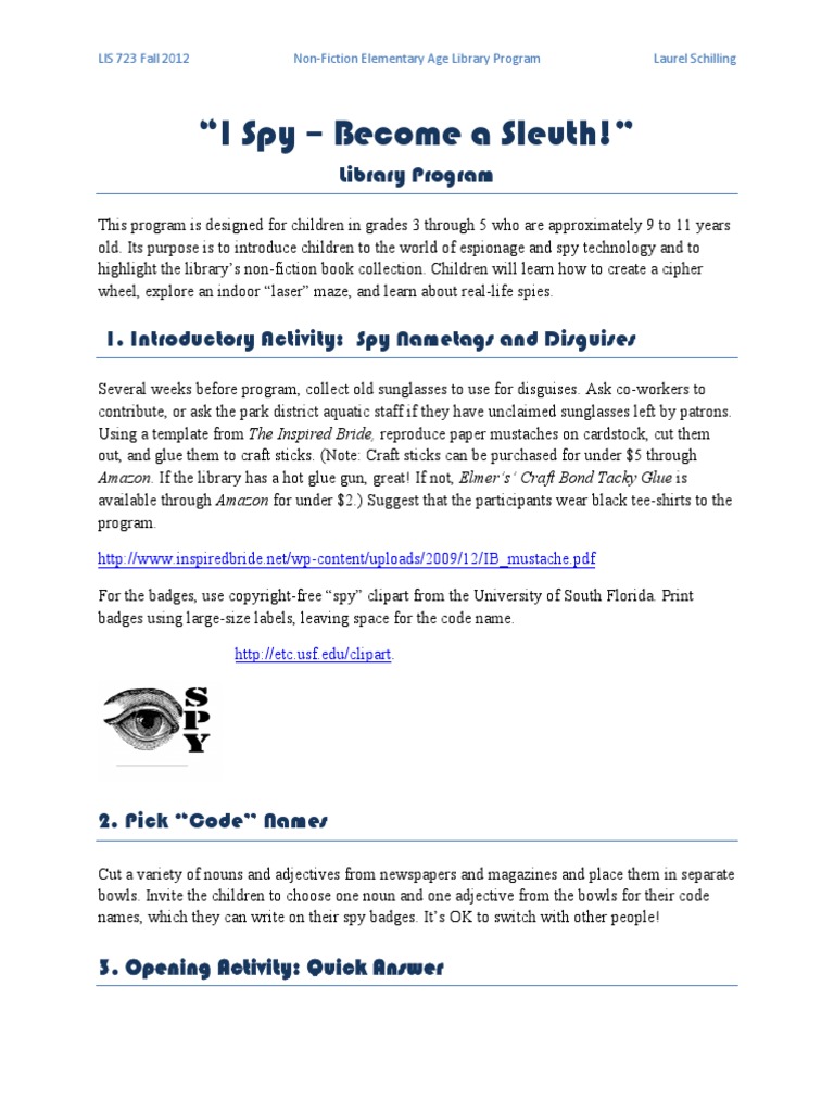 I Spy Library Program | PDF | Espionage | Cryptanalysis