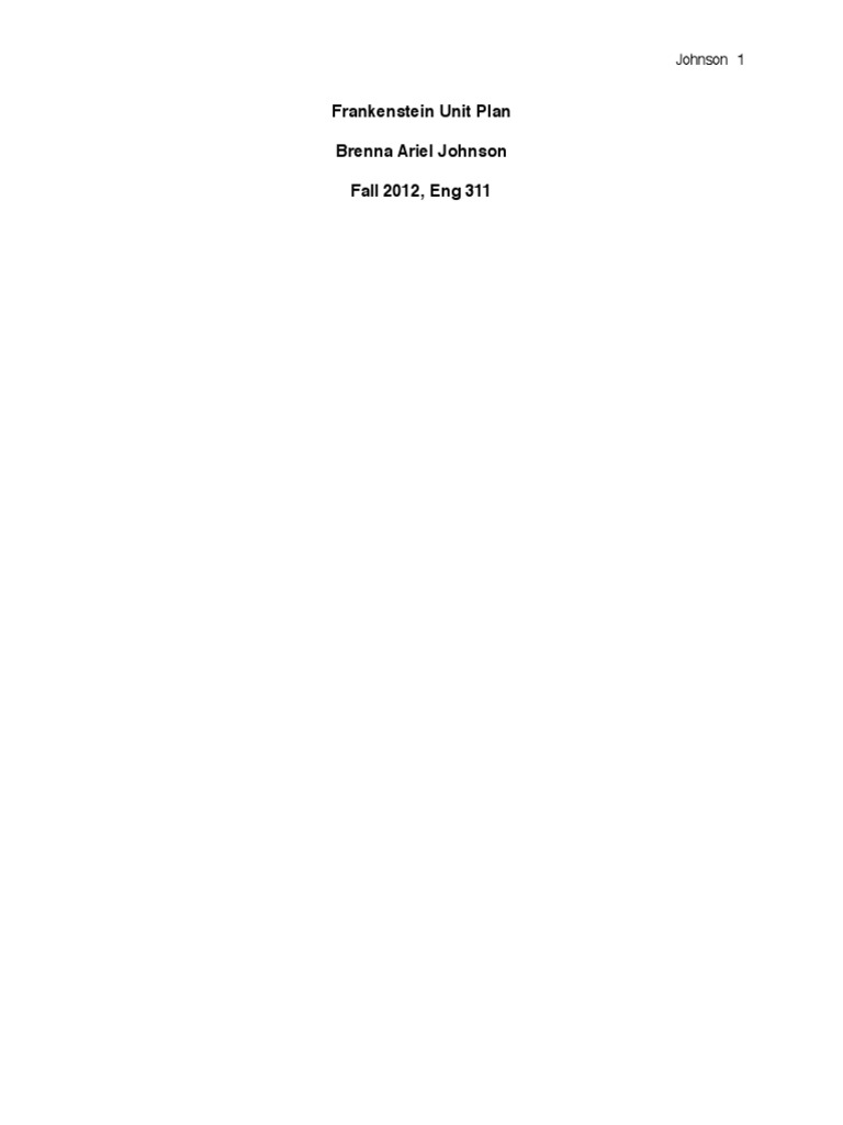 Frankenstein Unit PDF | PDF | Frankenstein | Lesson Plan