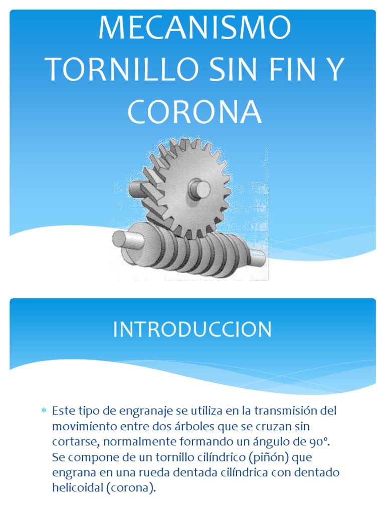 Tornillo Sin Fin EXPOSICION | PDF | Engranaje | Cinemática