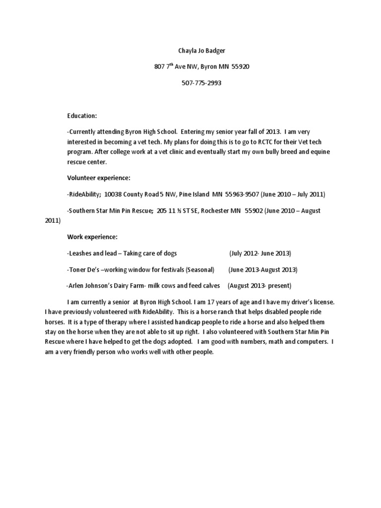 Chayla Jo Badger's Resume Overview | PDF | Wellness