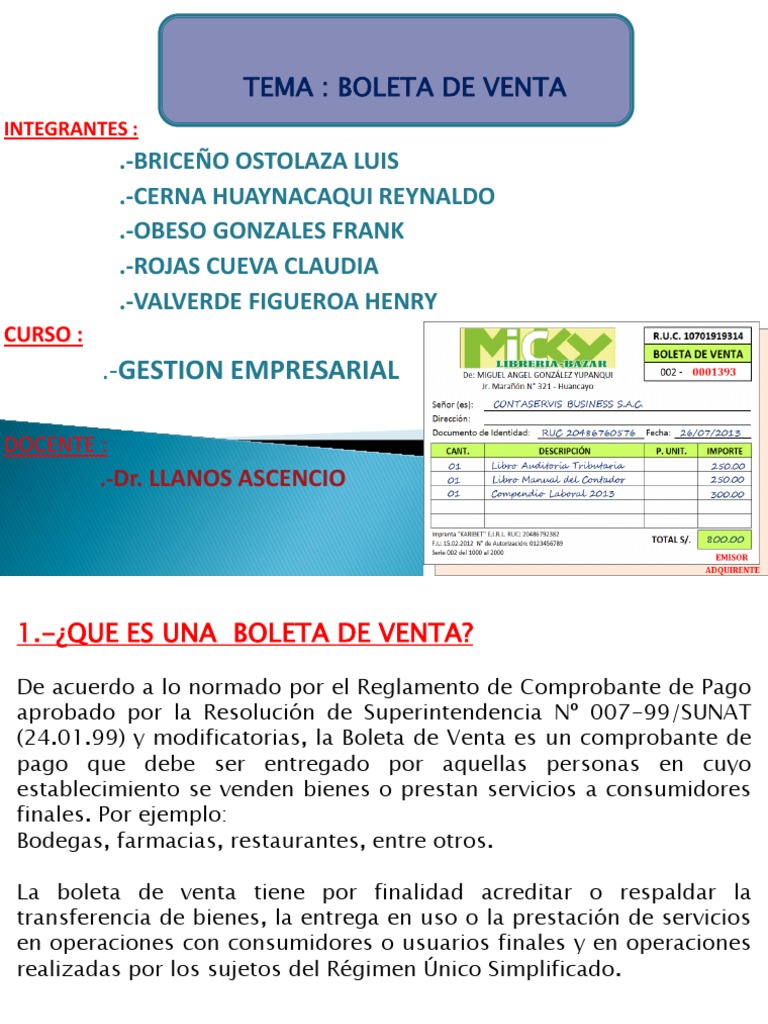 Claves de la Boleta de Venta | PDF | Pagos | Business