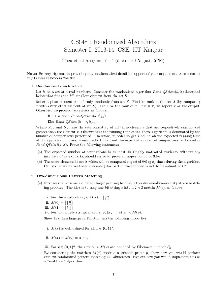 Assign1 2013 PDF | PDF | Time Complexity | Matrix (Mathematics)