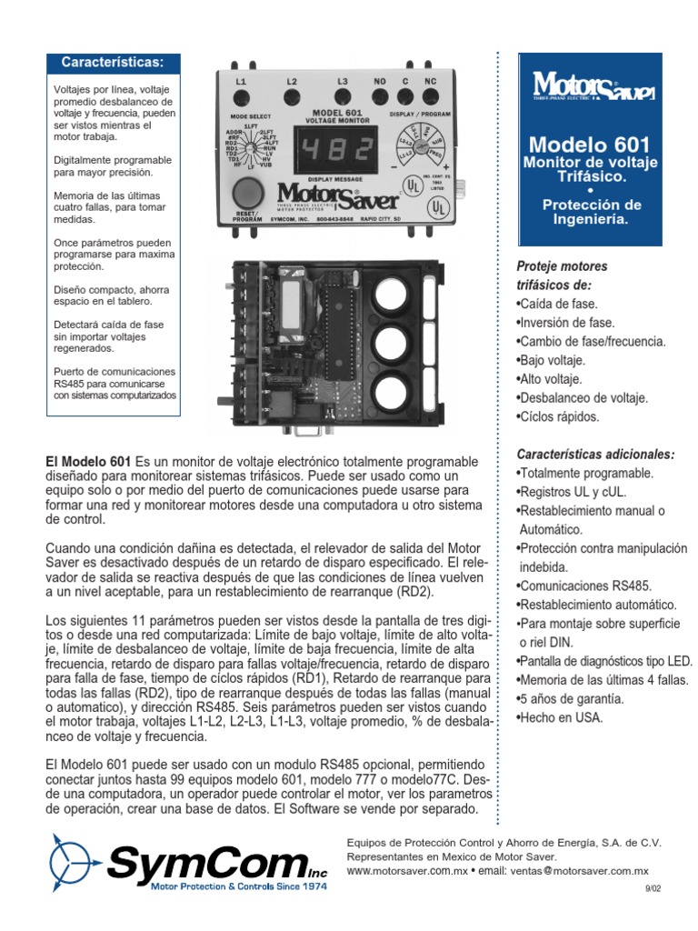 Monitor de Voltaje Trifásico Modelo 601 | PDF | Memoria del ordenador | Ingenieria Eléctrica