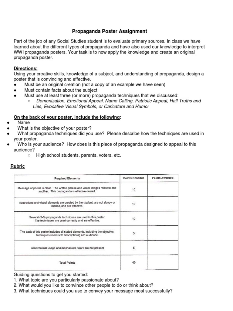 Propaganda Poster Assignment | PDF