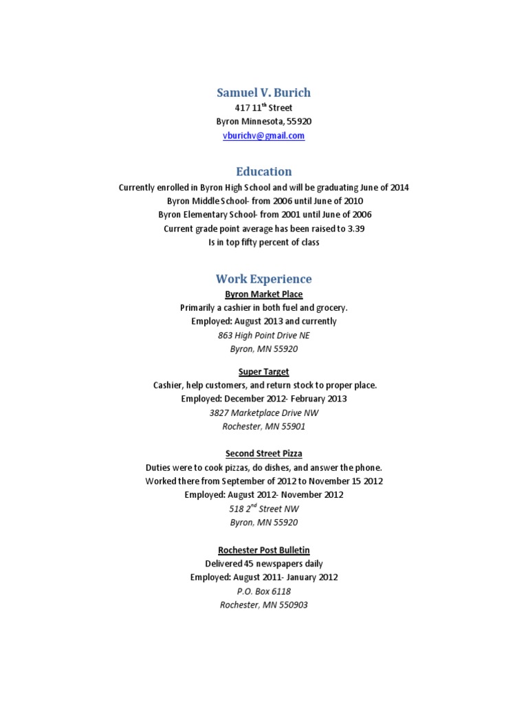 Resume - Sam Burich 2013 | PDF