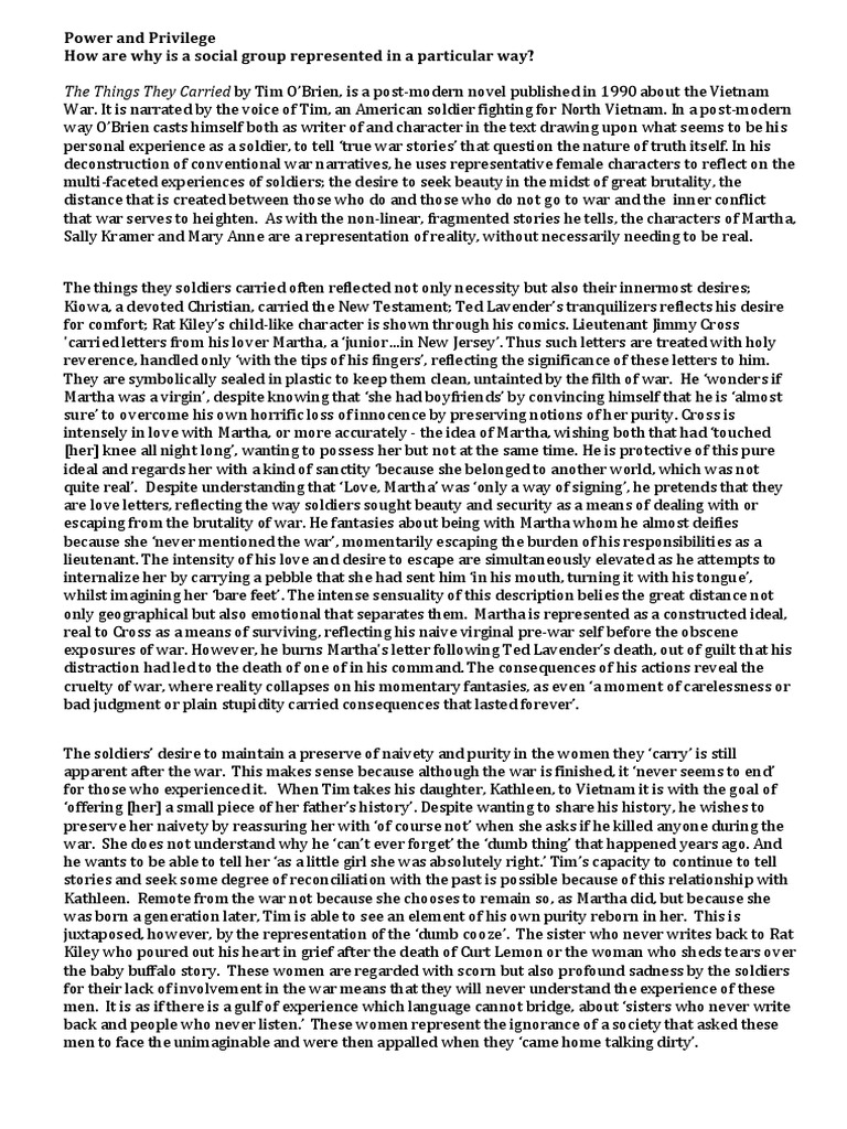Exemplar Based On The Things They Carried PDF | PDF | Metaphysics Of ...