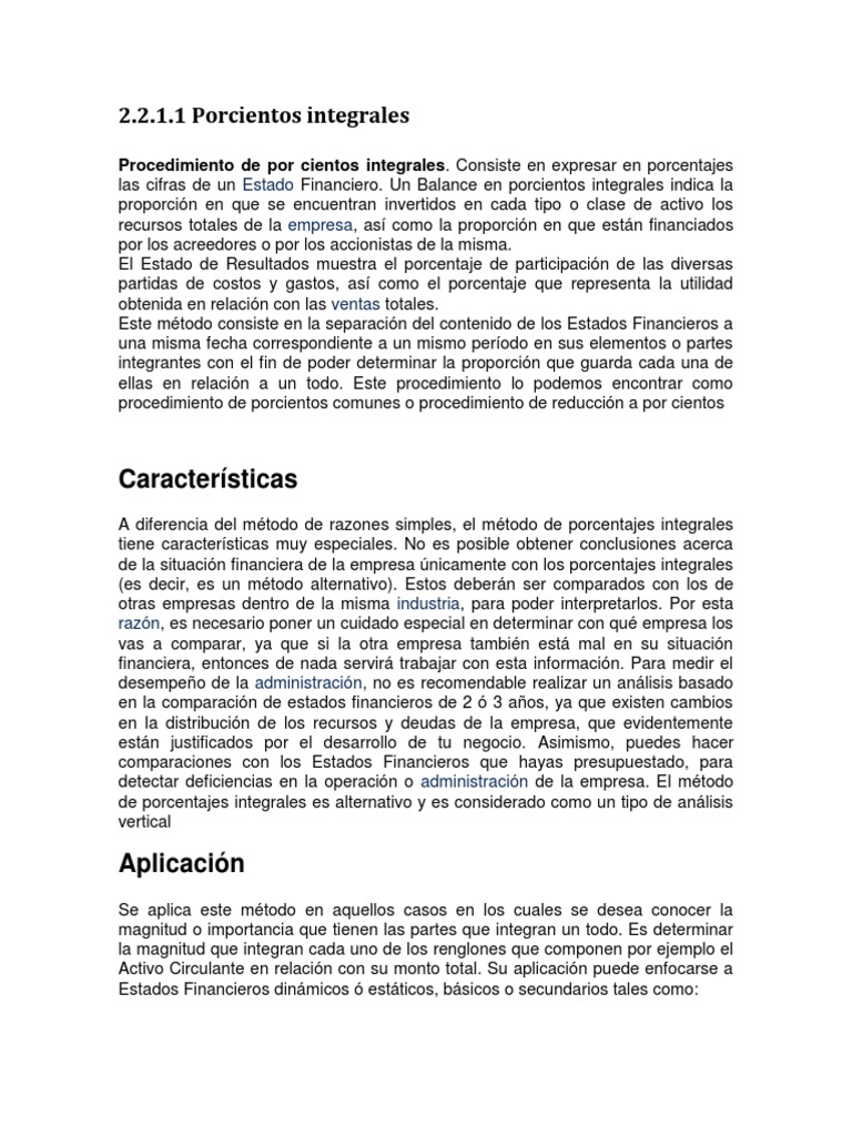 Porcientos Integrales | PDF | Estado de resultados | Integral