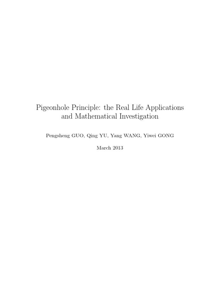 Pigeonhole Principle Updated Final Version | PDF | Discrete Mathematics ... Pigeonhole Principle Updated Final Version | PDF | Discrete Mathematics ...