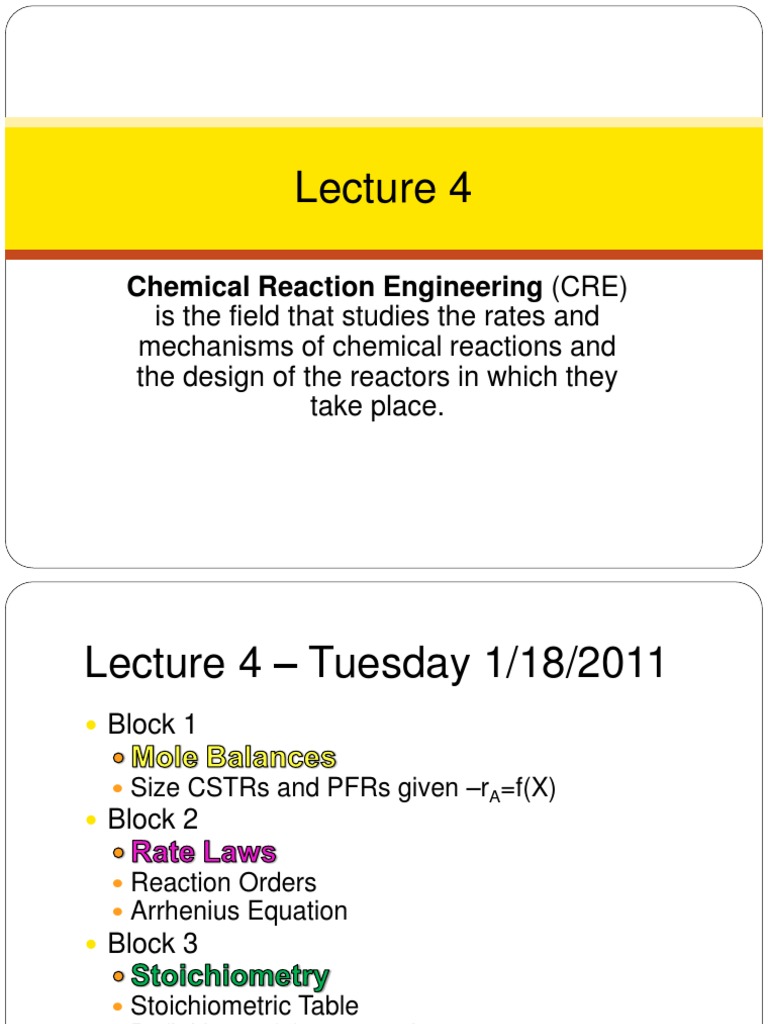 Chemical Reaction Engineering (CRE) | PDF | Stoichiometry | Continuum ...