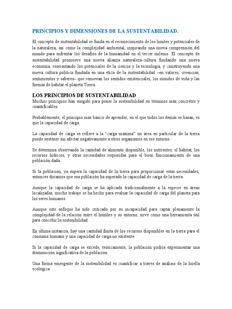 Principios y Dimensiones de La Sustentabilidad | PDF | Sustentabilidad | Unión Europea