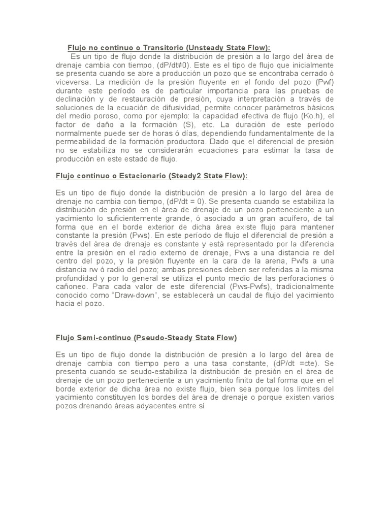 Flujo No Continuo o Transitorio | PDF