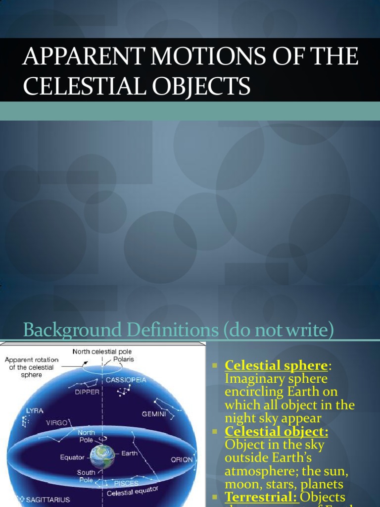 Apparent Motions of Celestial Objects1 | PDF | Sky | Earth