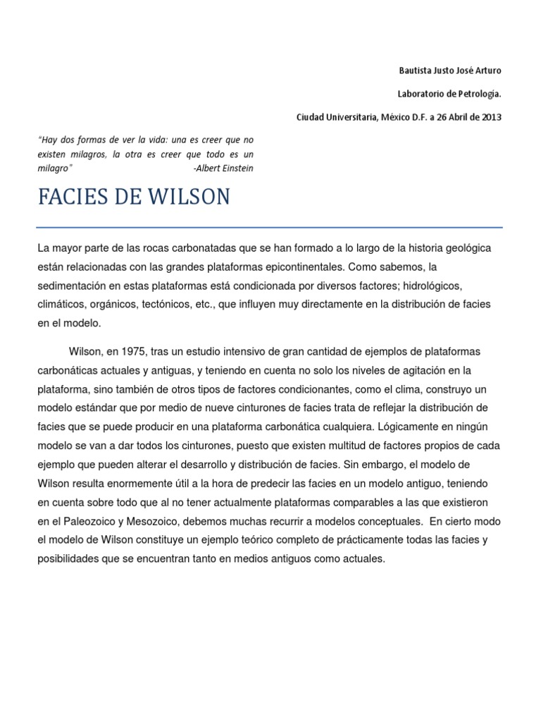 Facies de Wilson | PDF | lago | Arrecife de coral