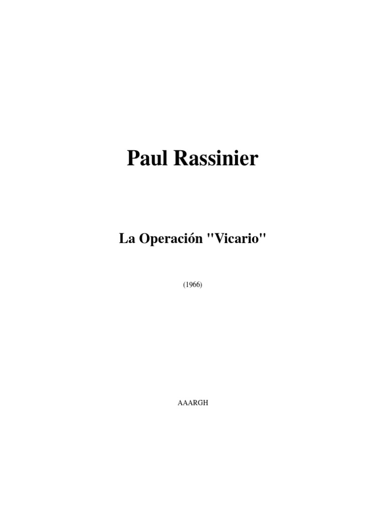 La Operacion Vicario - Paul Rassinier