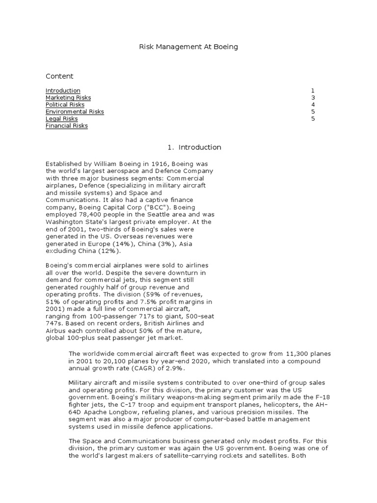 Risk Management Boeing | PDF | Airlines | Boeing