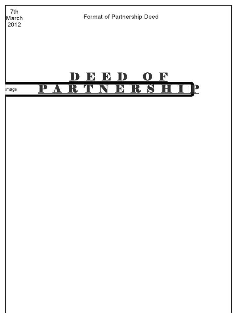 Format of Partnership Deed PDF | PDF | Partnership | Banks