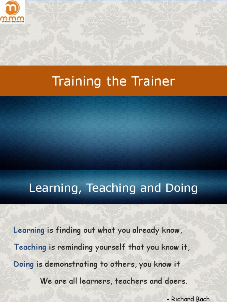 Train The Trainer | PDF | Learning Styles | Educational Assessment