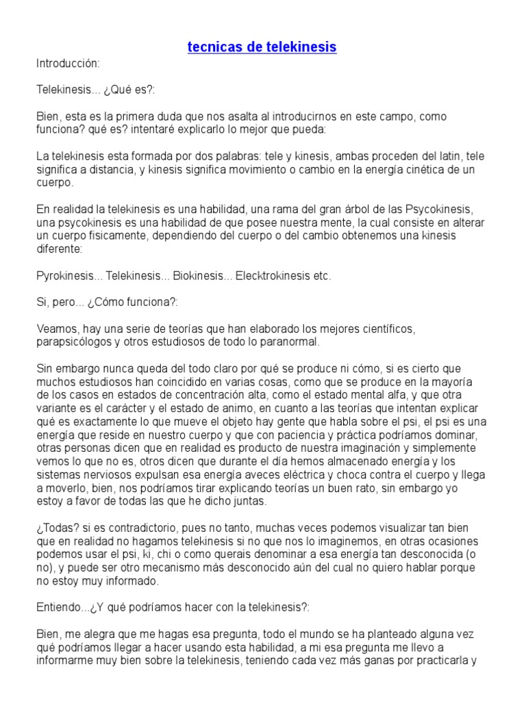 Tecnicas de Telekinesis | PDF | Science | Ciencia (general)