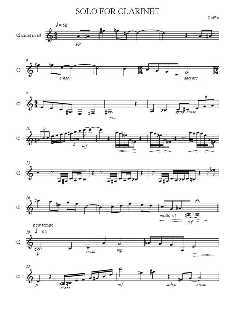 Clarinet Solo Sheet Music | PDF | Musical Compositions | Classical Music