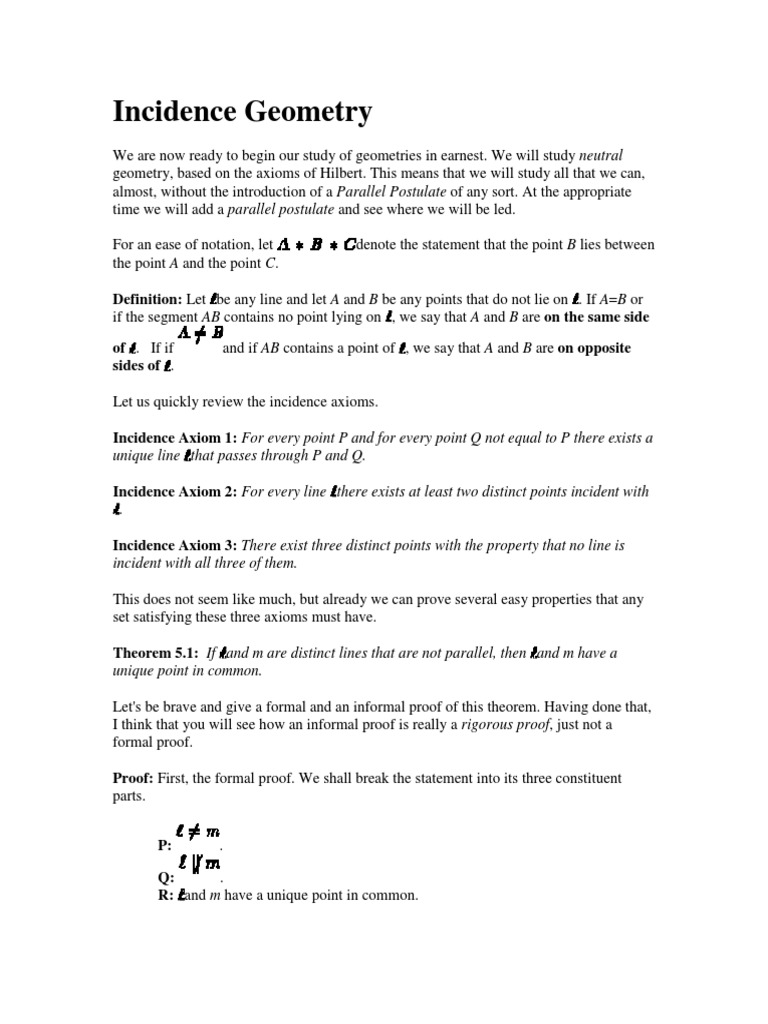 Incidence Geometry | PDF | Teaching Methods & Materials