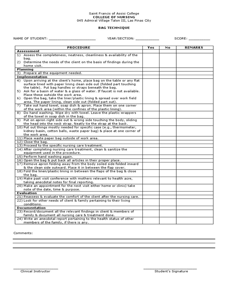 Bag Technique | PDF | Nursing | Public Services